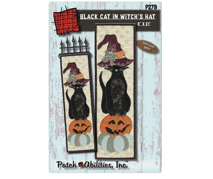 Black Cat in Witch's Hat by Patch Abilities P279H / Includes Hanger ...